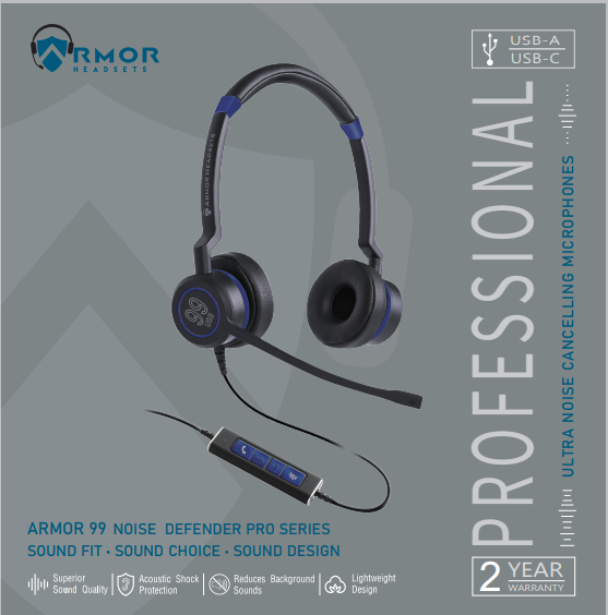 Armor 99 Double Ultra Noise Cancelling USB Wired Headset - Single Ear ...